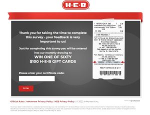 www.heb.com/survey - Join & Claim A $100 Gift Card!