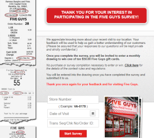 www.fiveguys.com/survey- Enter and Win $50 Gift Card!
